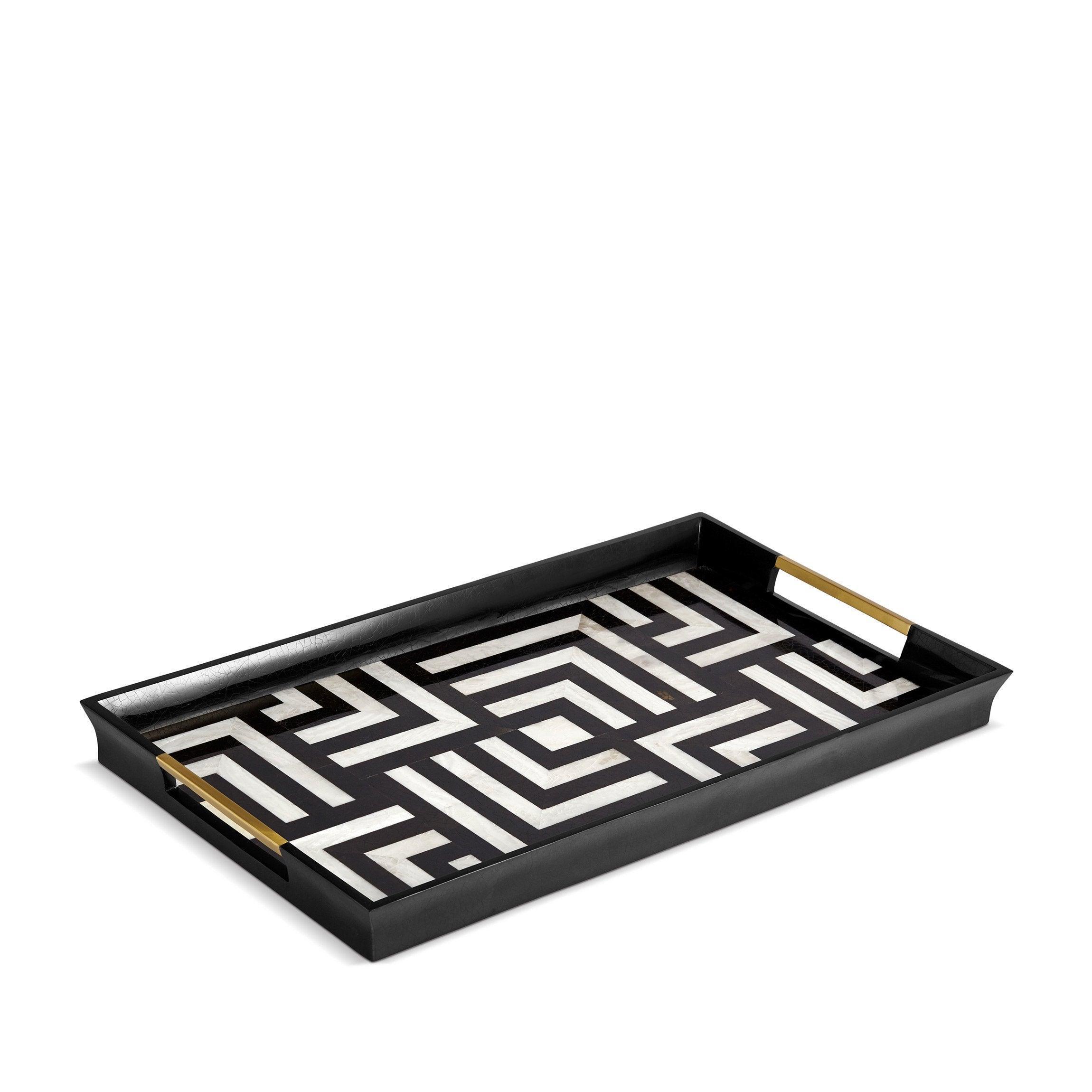 Dédale Rectangular Tray - Large - Black + White - L'Objet