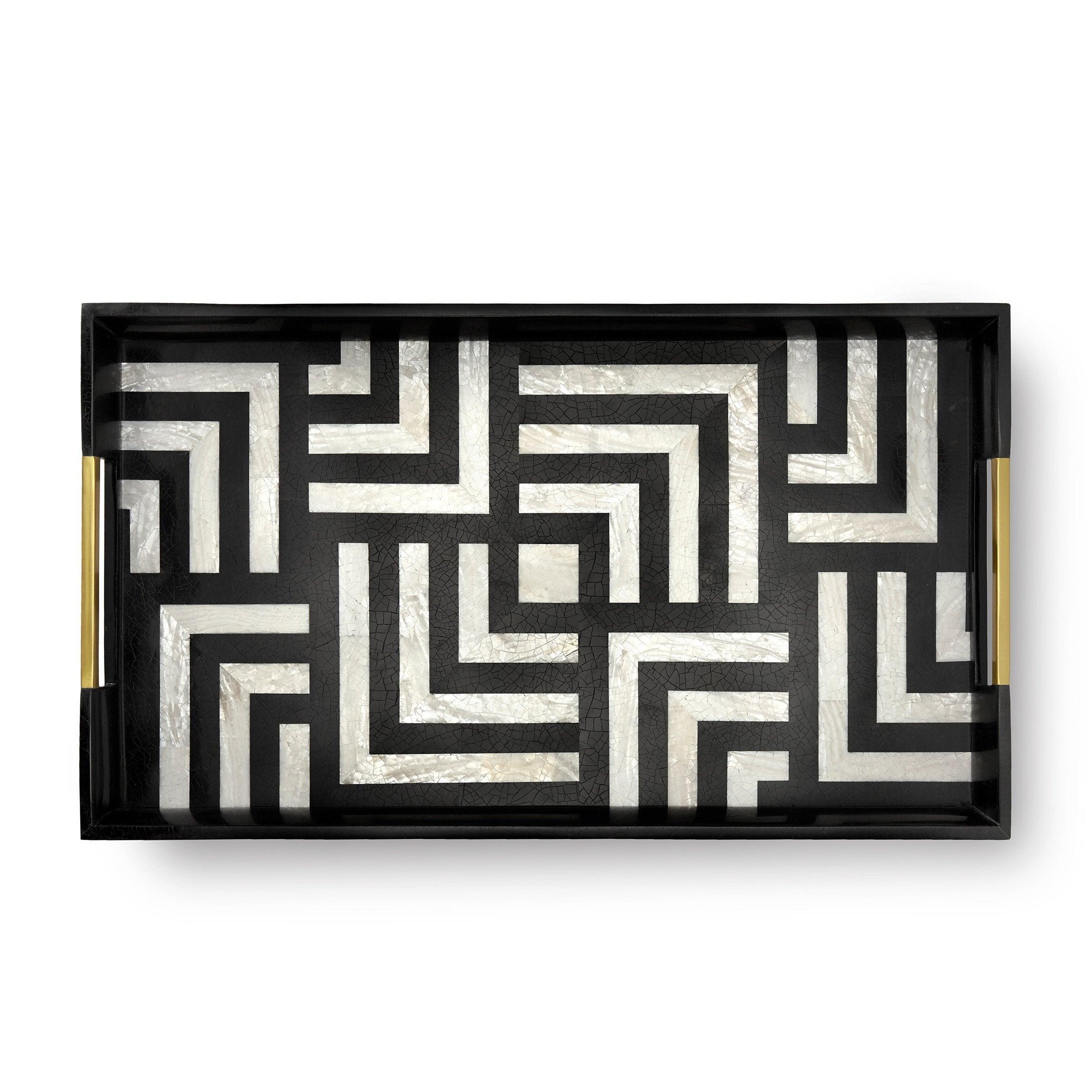 Dédale Rectangular Tray - Large - Black + White - L'Objet