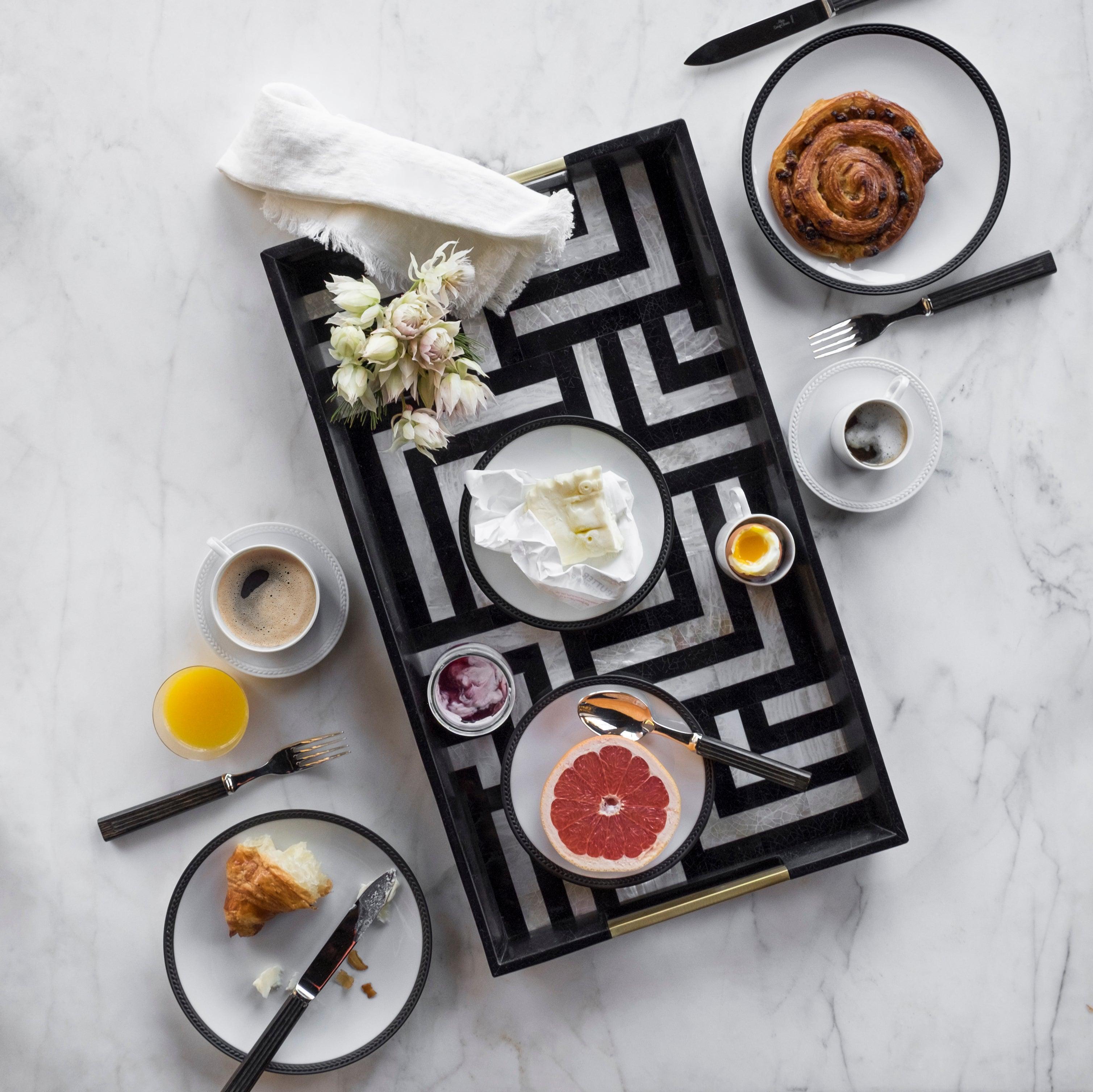 Dédale Rectangular Tray - Large - Black + White - L'Objet