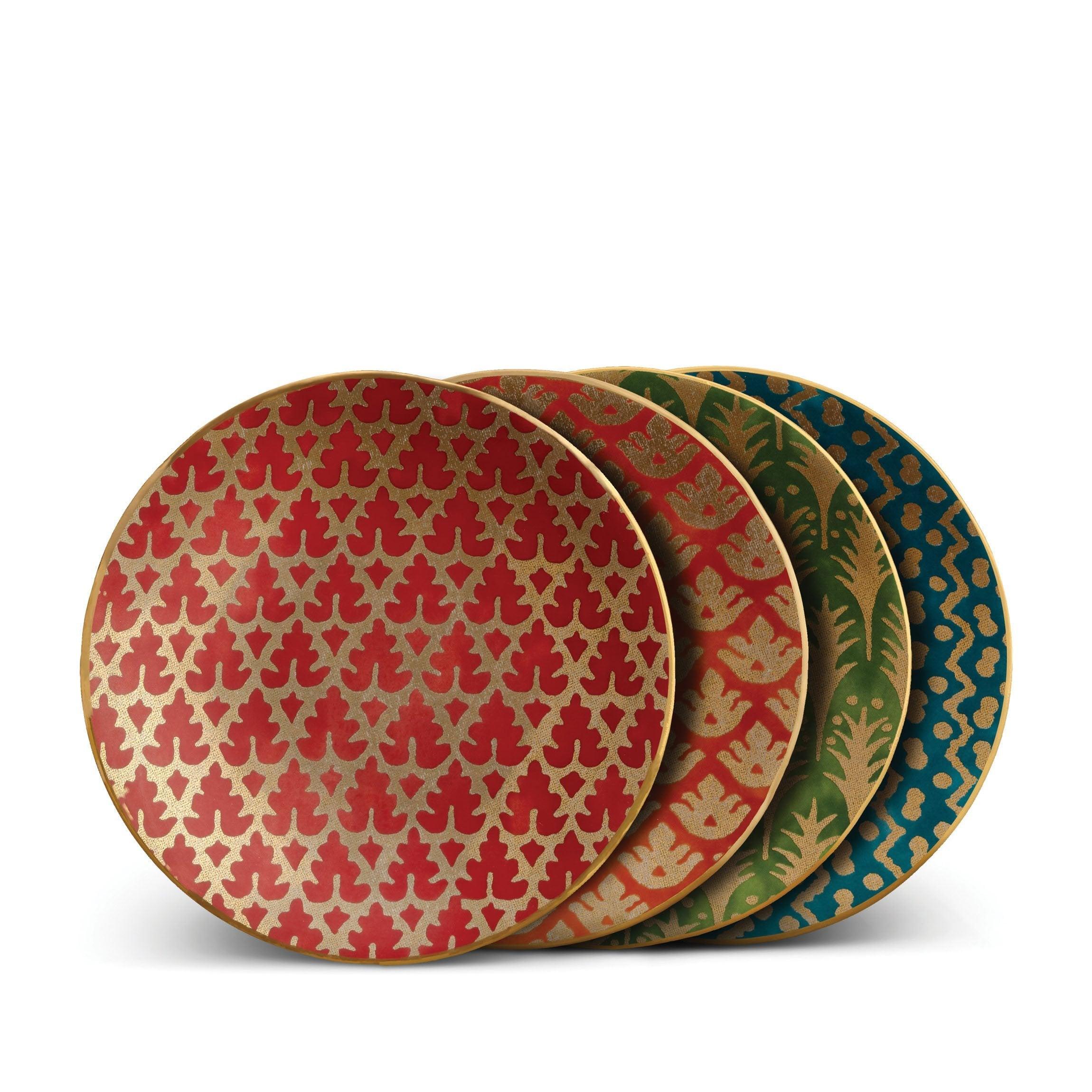 Fortuny Canape Plates - Red, Orange, Green, Teal - L'Objet