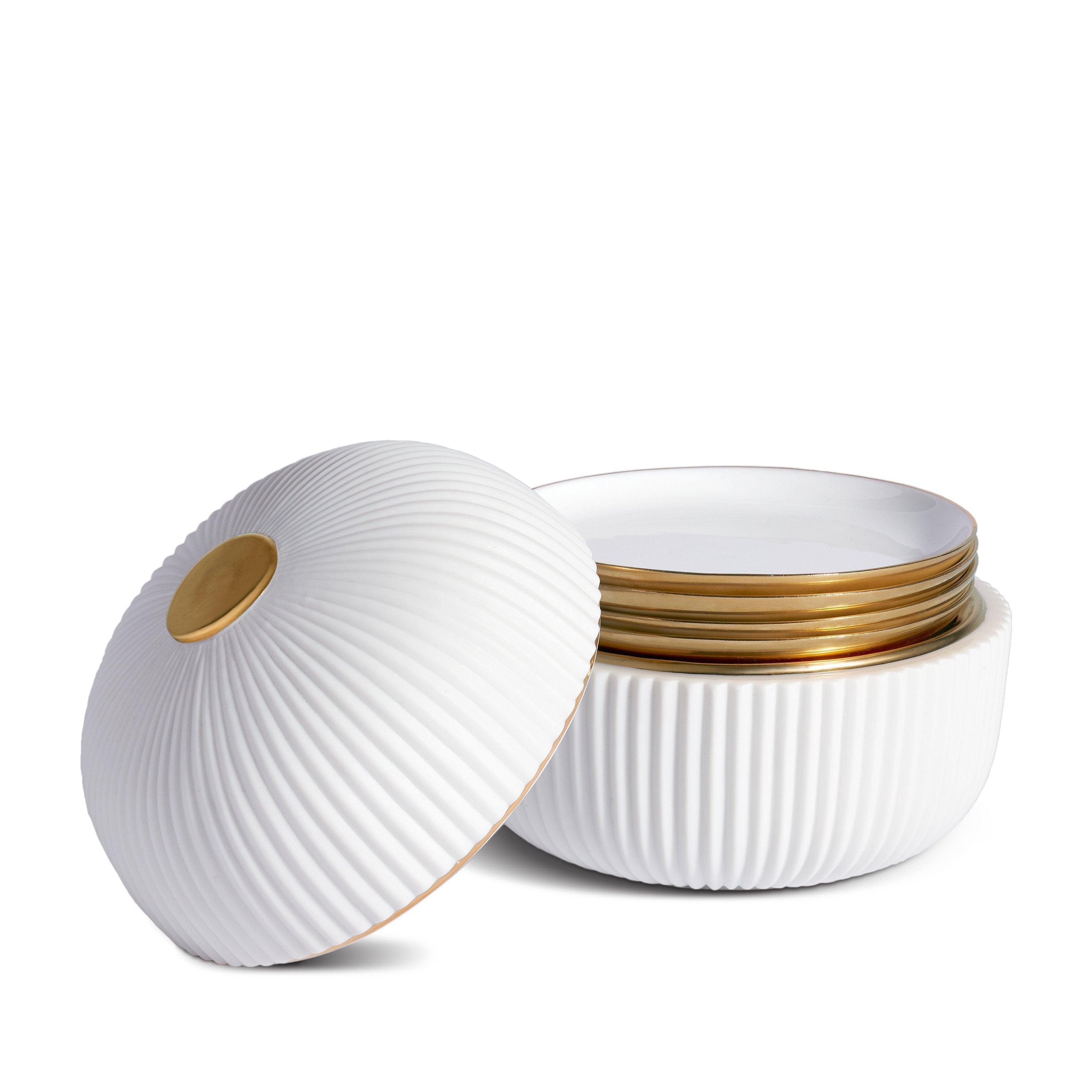 Ionic Box + Plates - White - Canape & Dessert Plates - L'OBJET