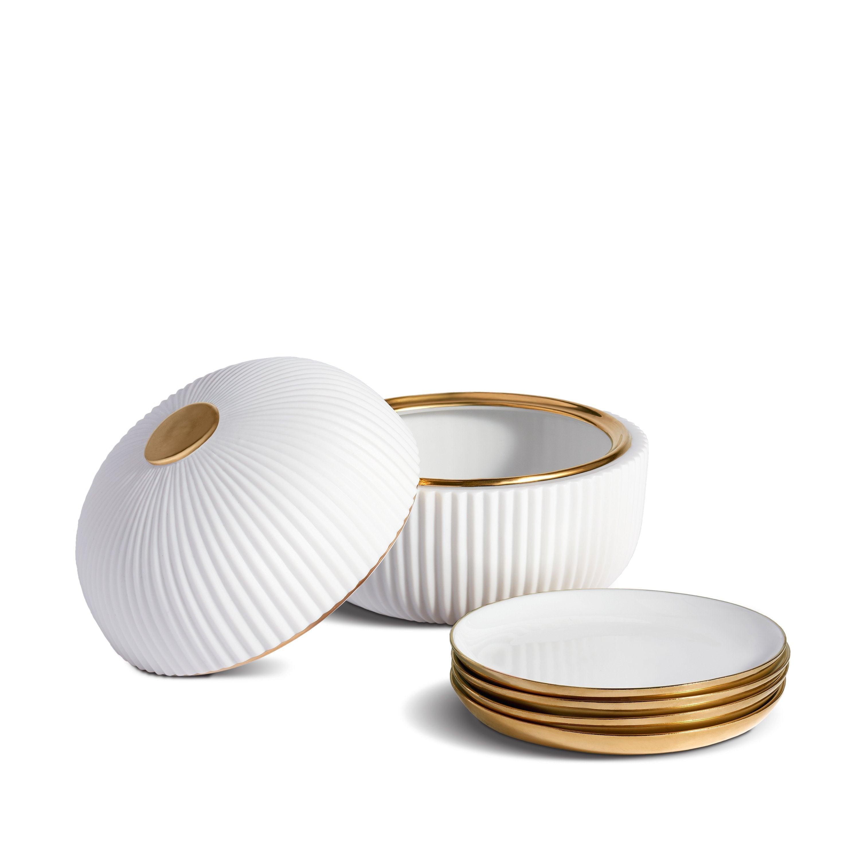 Ionic Box + Plates - White - Canape & Dessert Plates - L'OBJET