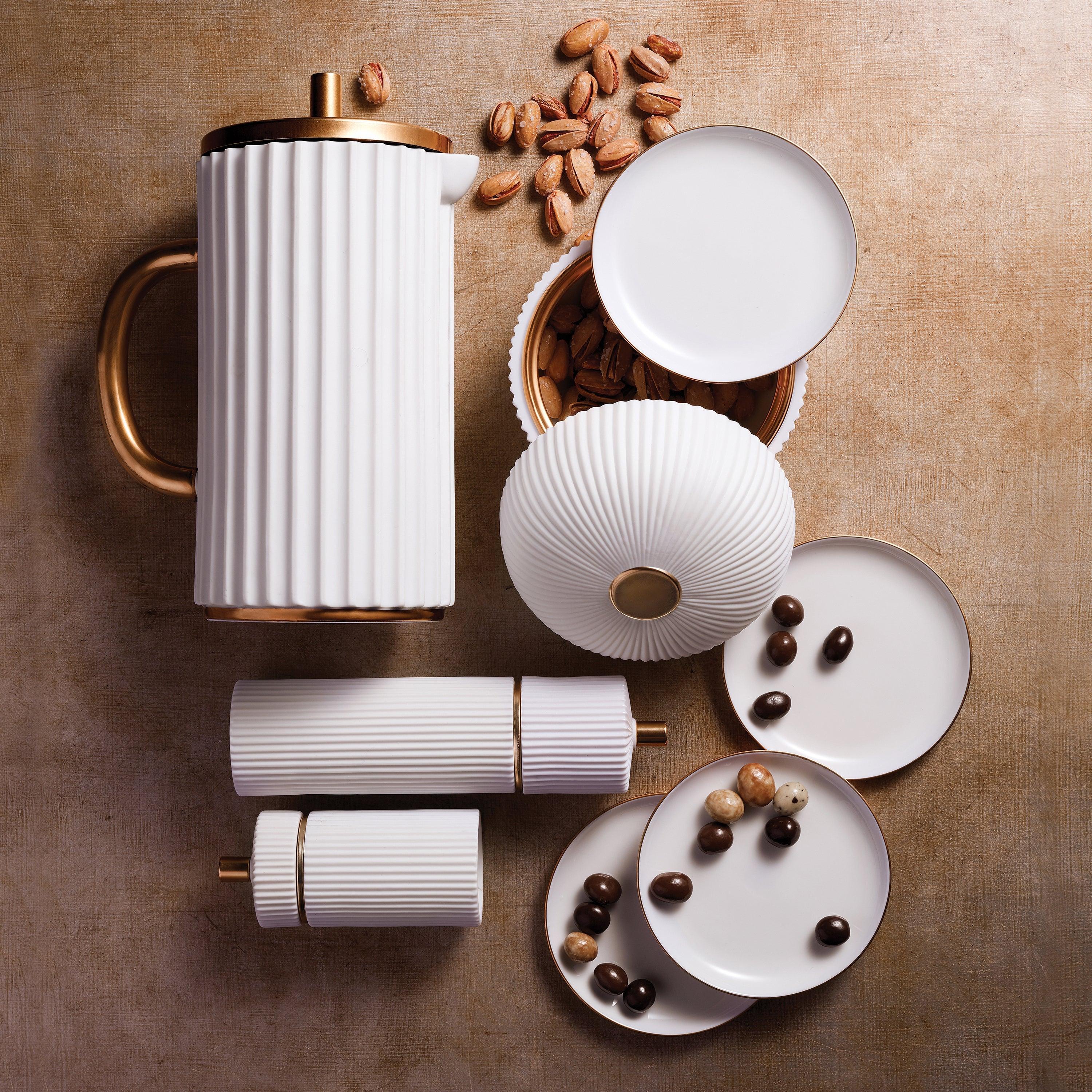 Ionic Box + Plates - White - Canape & Dessert Plates - L'OBJET