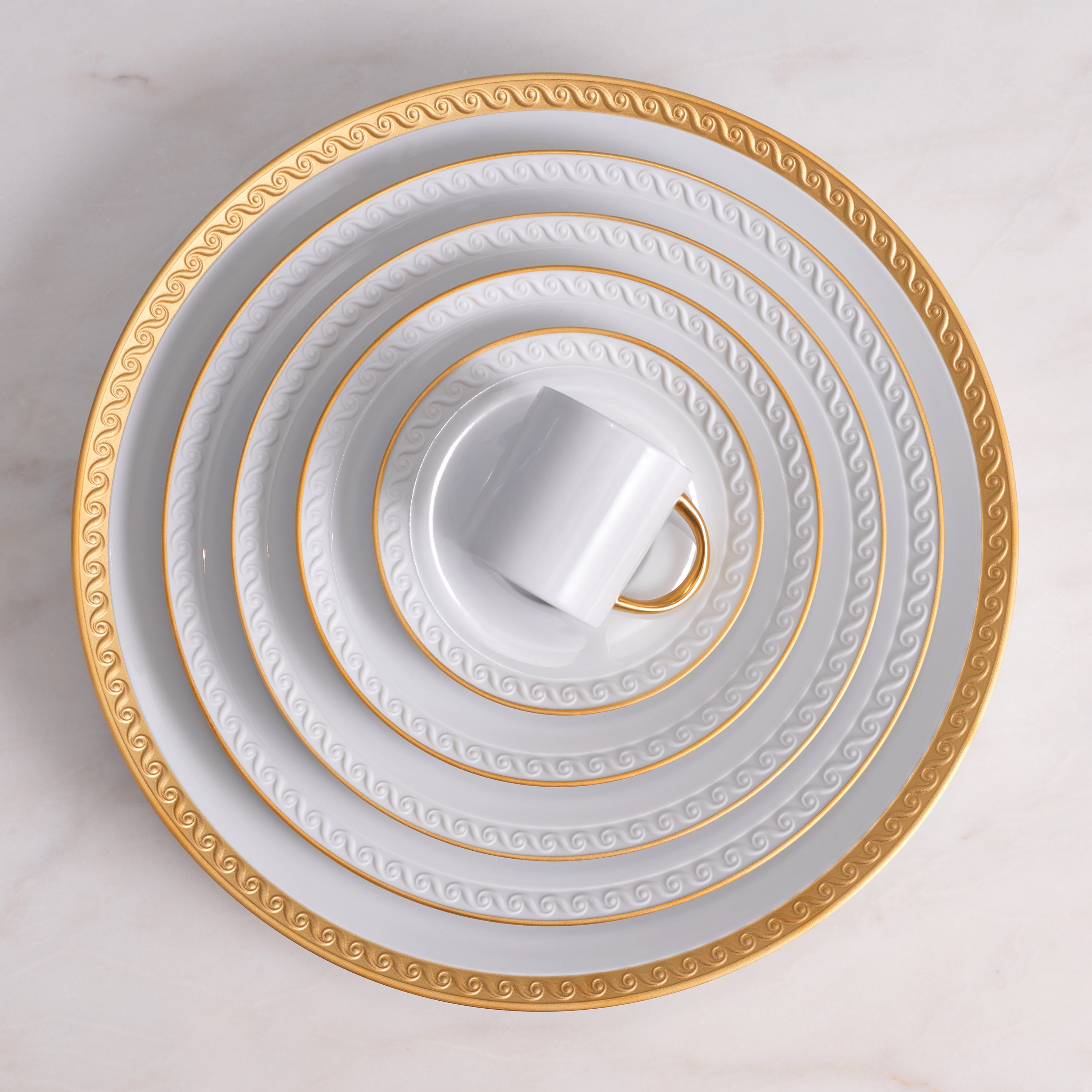 Neptune Espresso Cup + Saucer- Gold