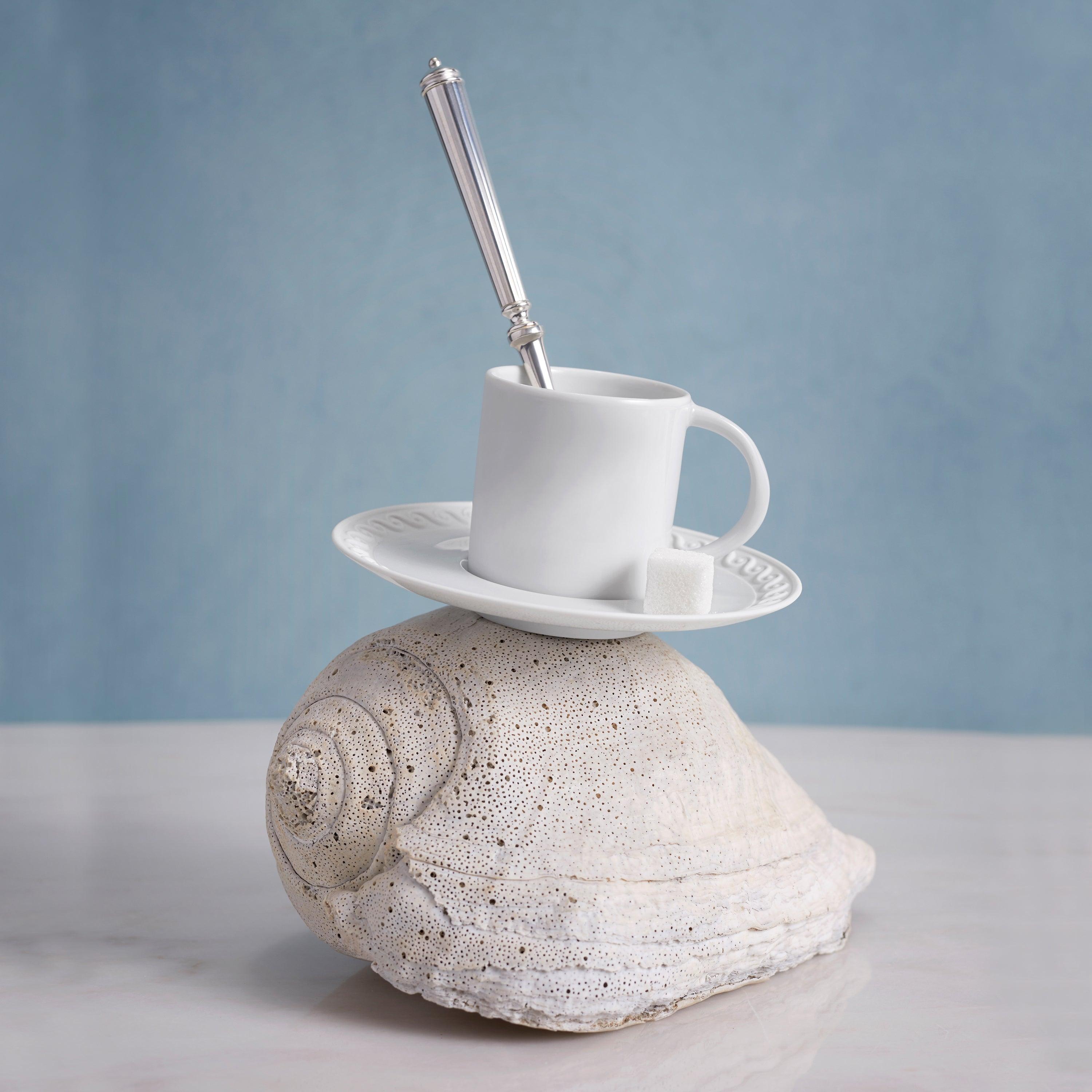 Neptune Espresso Cup + Saucer - White
