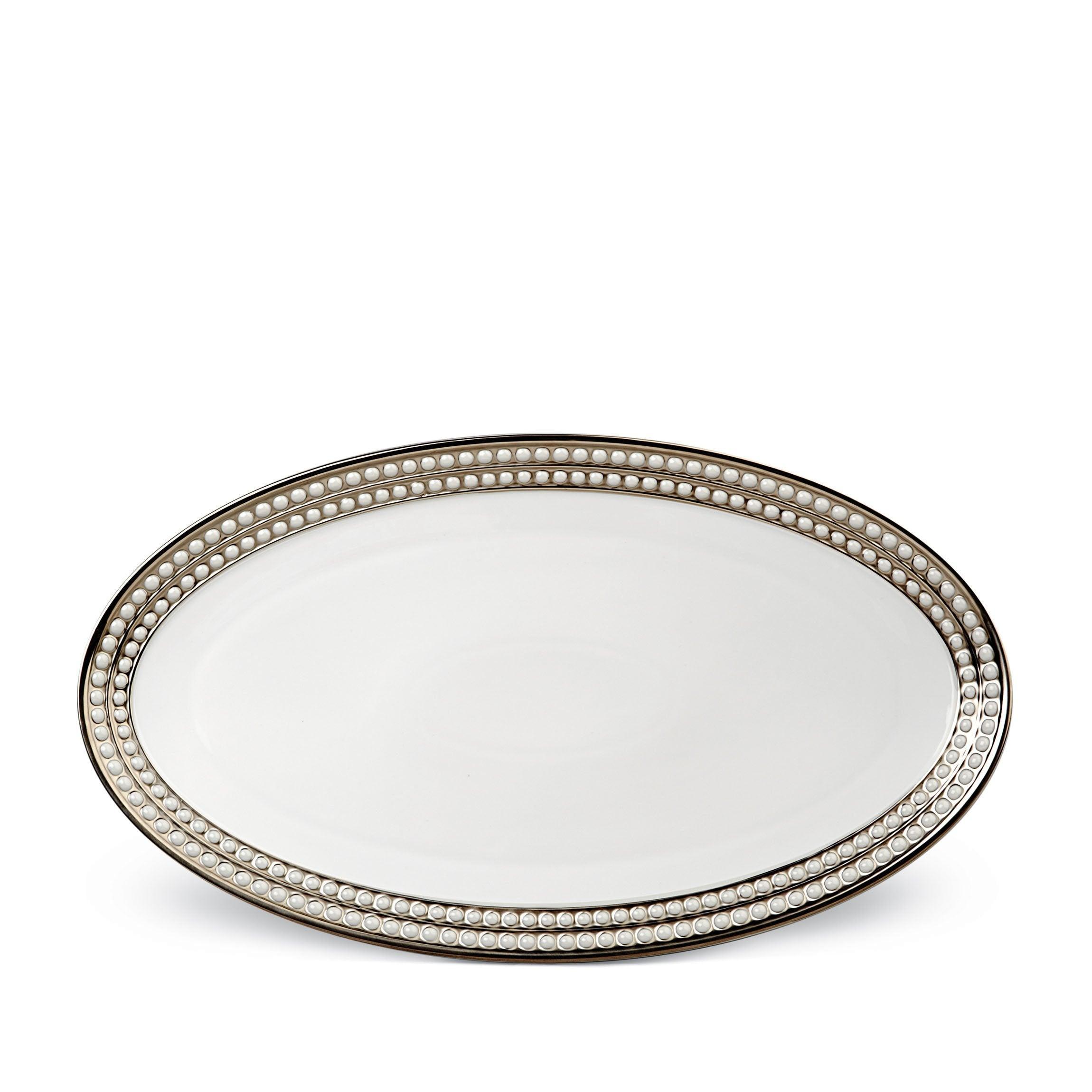 Perlée Oval Platter - Platinum - L'OBJET