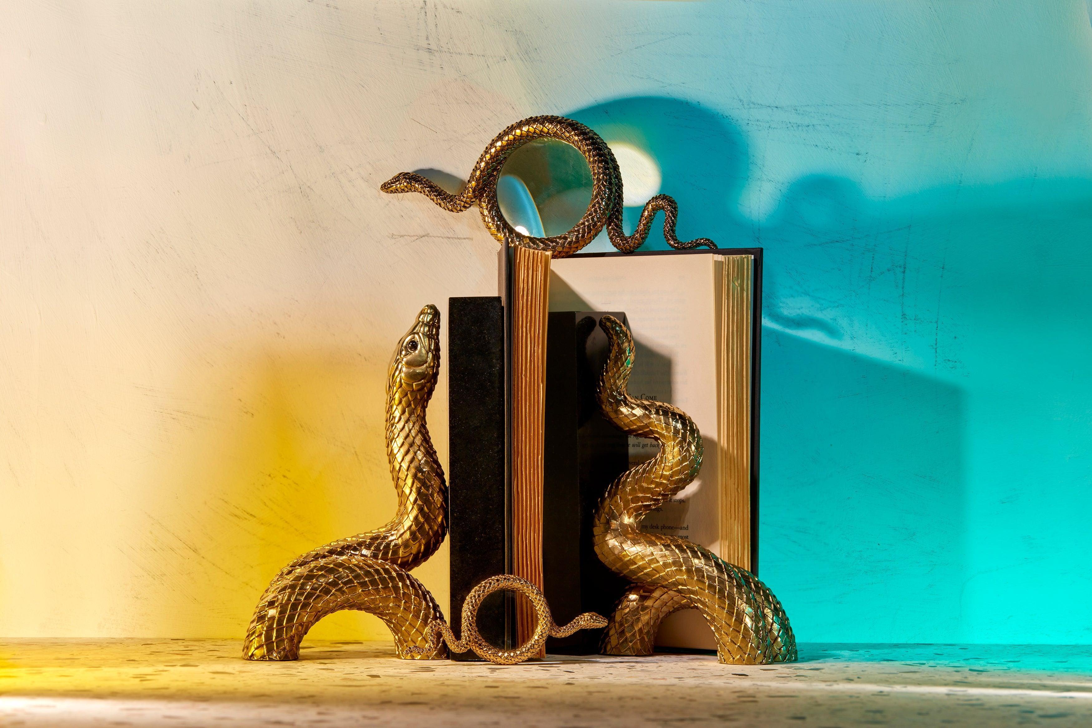 Snake Bookend Set - Gold - L'OBJET